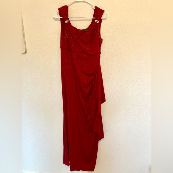 R&M Richards | Dresses | Rm Richards Red Cowl Neck Sleeveless Maxi Gown ...